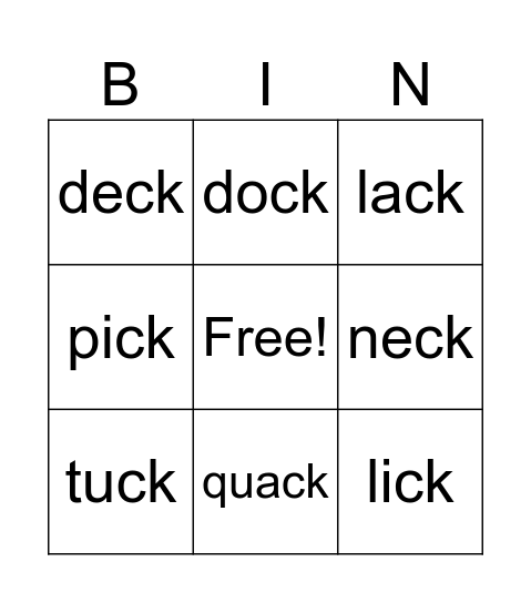 -CK Bingo Card