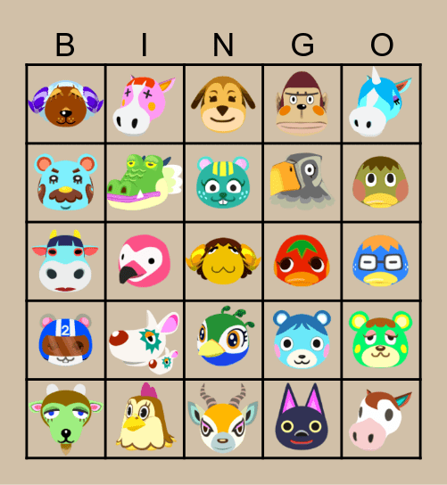 ACNH Villager Hunt Bingo Card