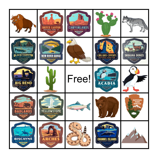 National Park Bingo Card