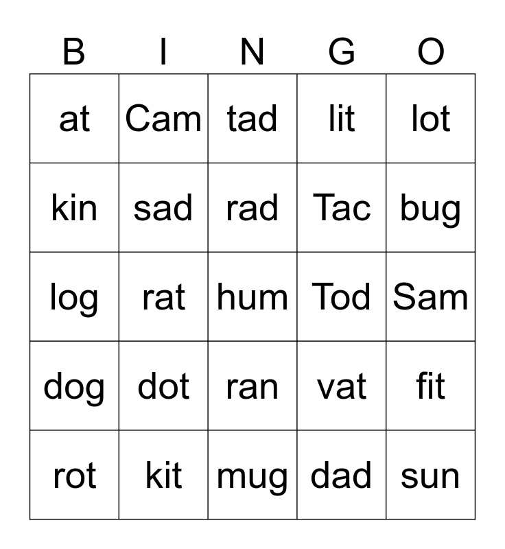 Word Box Review 1-14 Bingo Card