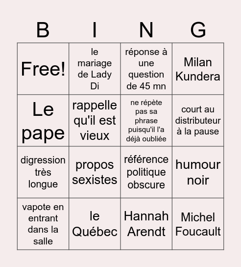 Le PhilouBingo Card