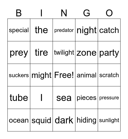 Deep Sea Week 1 Bingo Card