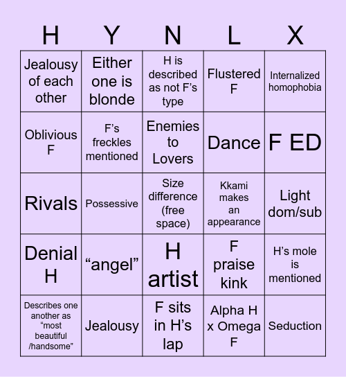 HHJ LFY FF Bingo Card