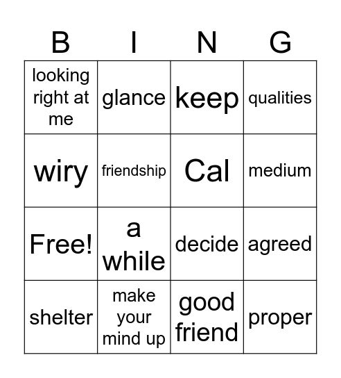Finding Cal Bingo Card
