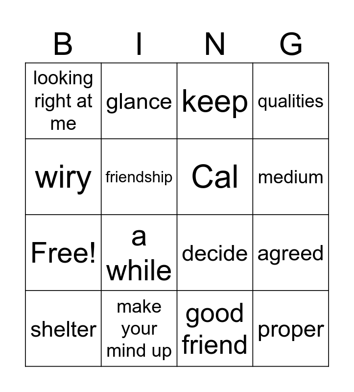 Finding Cal Bingo Card