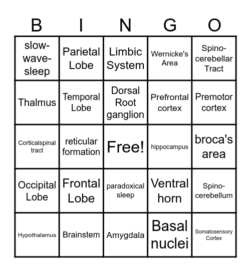Brain Bingo Card