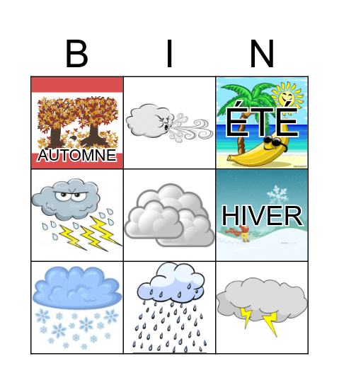 LA MÉTÉO Bingo Card