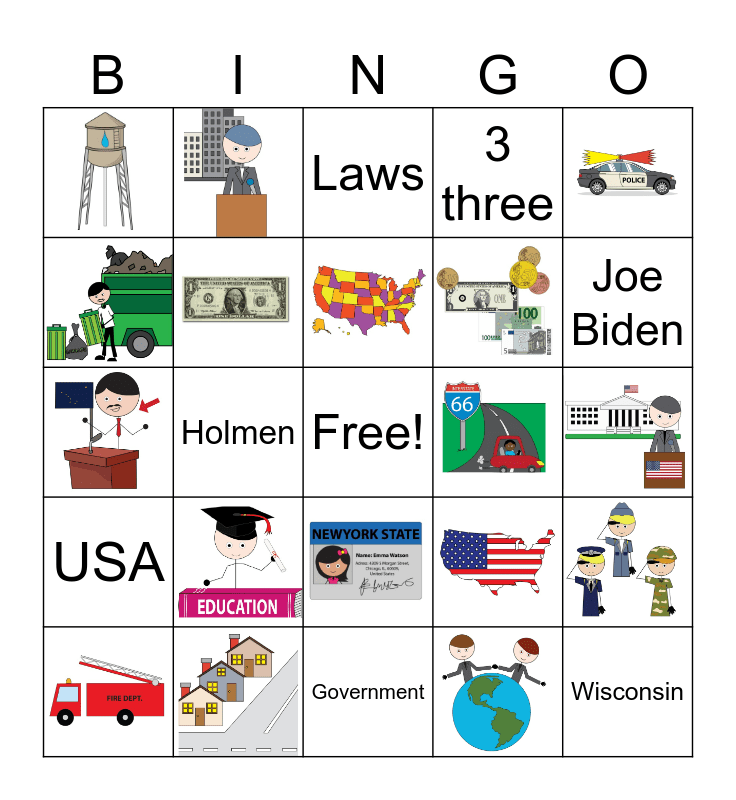 Levels of Government Bingo Card
