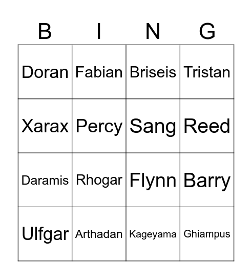 Death Count Bingo Card