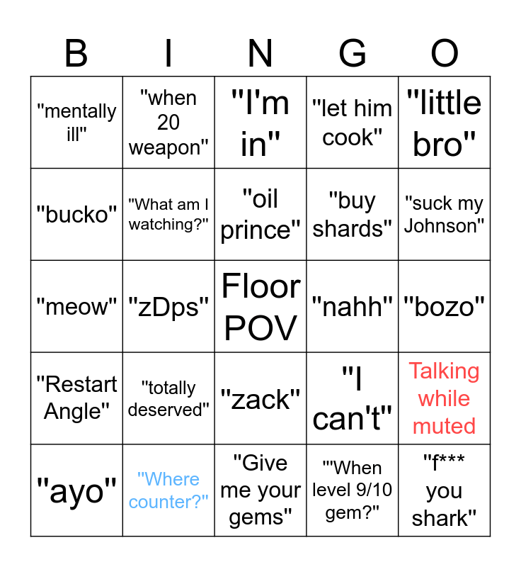 Ayobi Bing Card Bingo Card