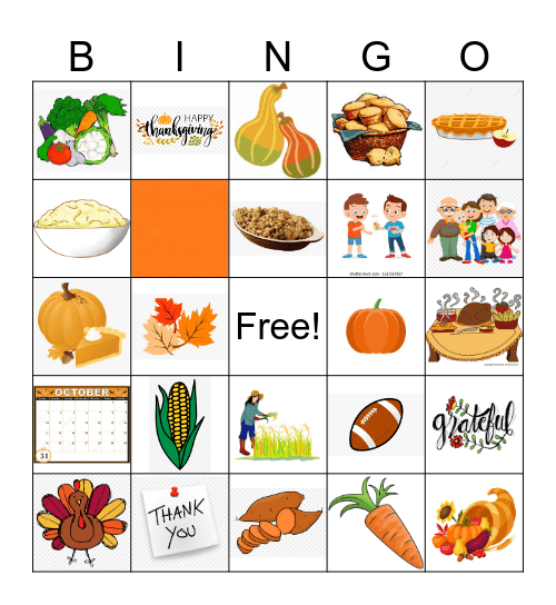 l'action de grace Bingo Card