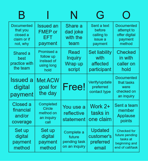 Customer Service Week BINGO! Bingo Card