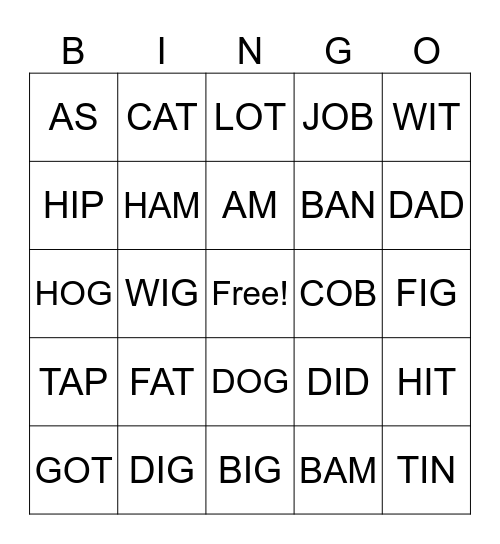 UFLI 38a Bingo Card