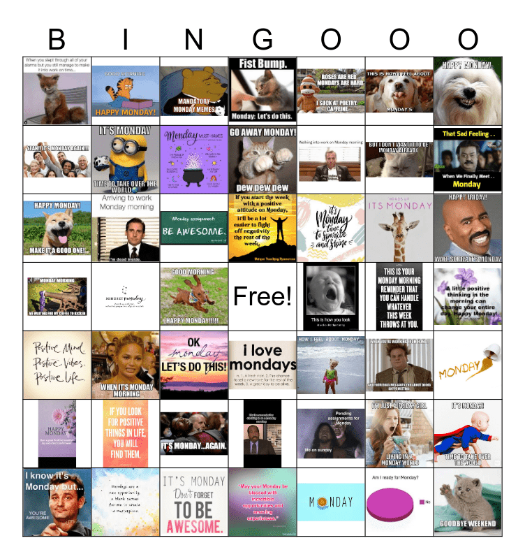Case of the Monday! Bingo Card