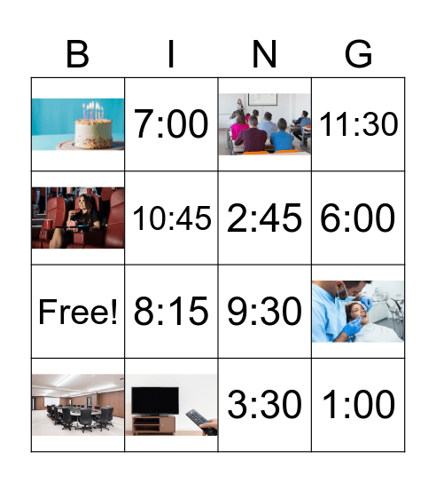 Events & Time Bingo Card