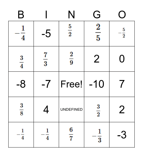 SLOPE BINGO!! Bingo Card