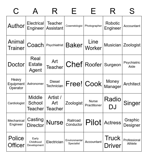Career Bingo Card