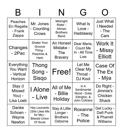 DMV Artists Bingo Card