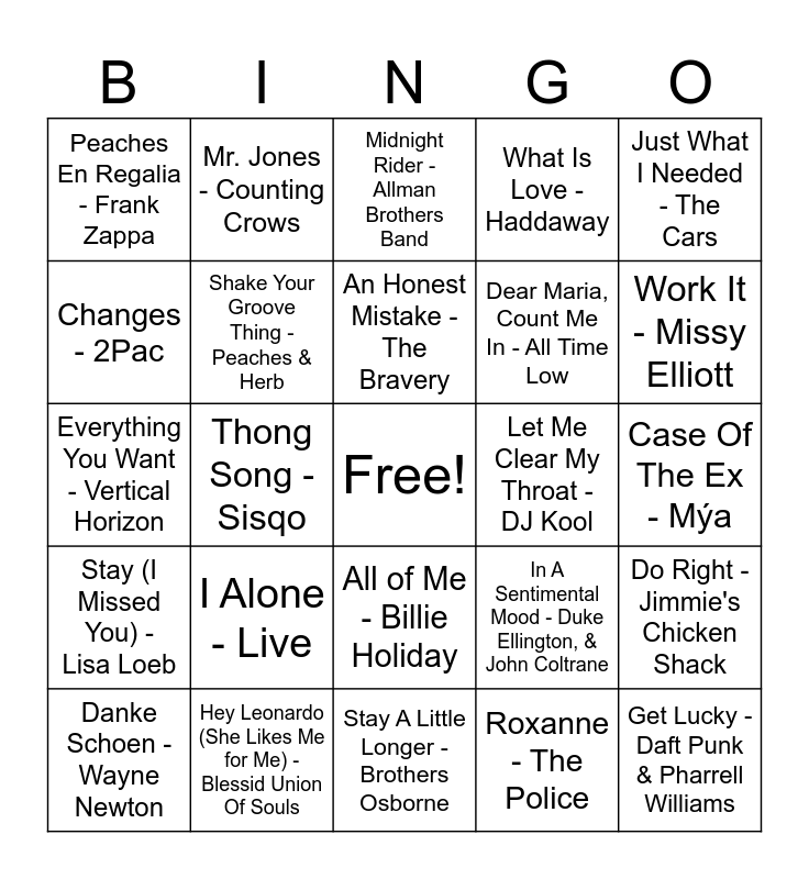 DMV Artists Bingo Card