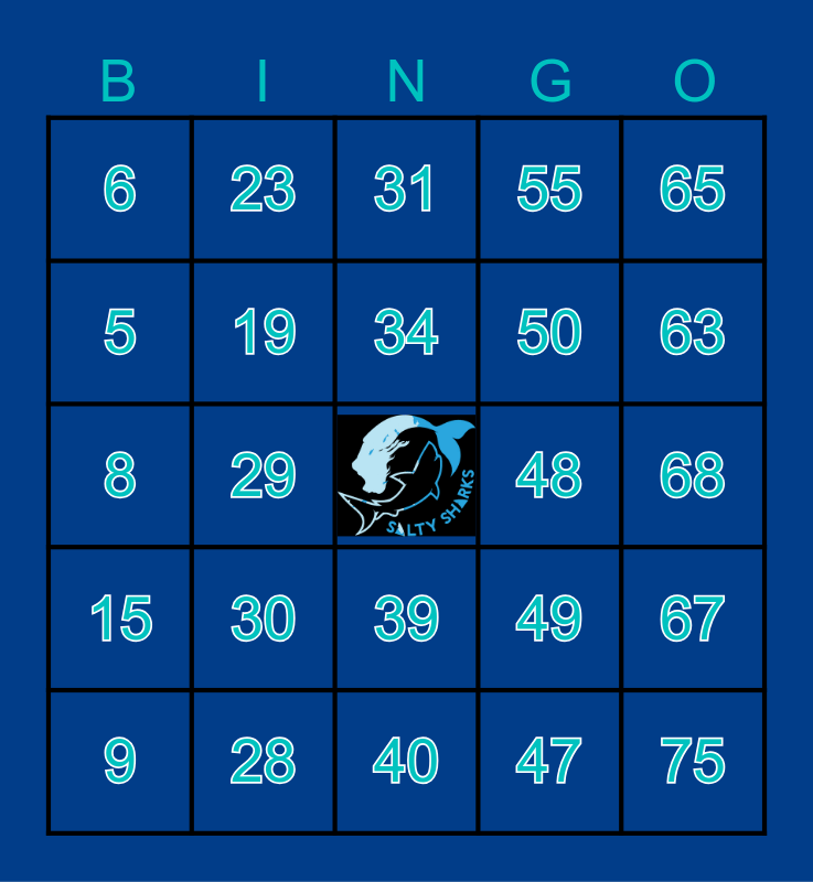 Salty Sharks Bingo Card