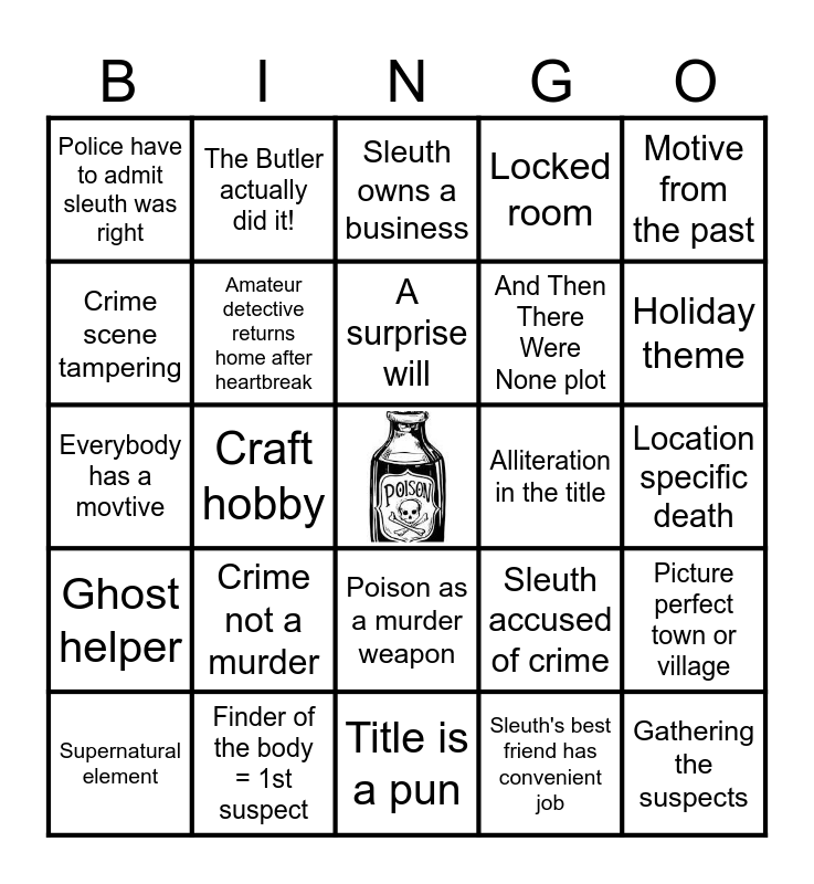 Cozy Mystery Bingo Card
