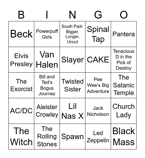 Satan Bingo Card