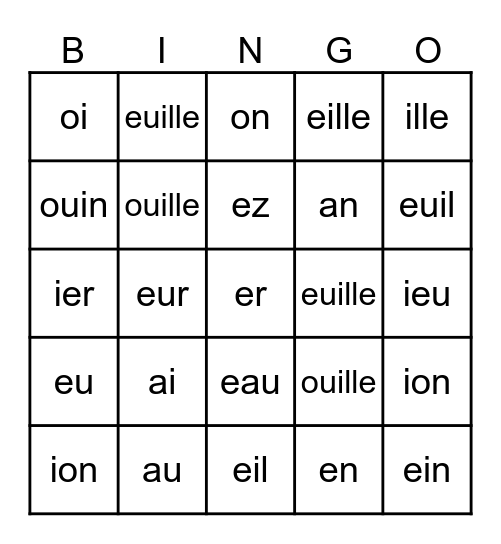 Bingo sons Bingo Card