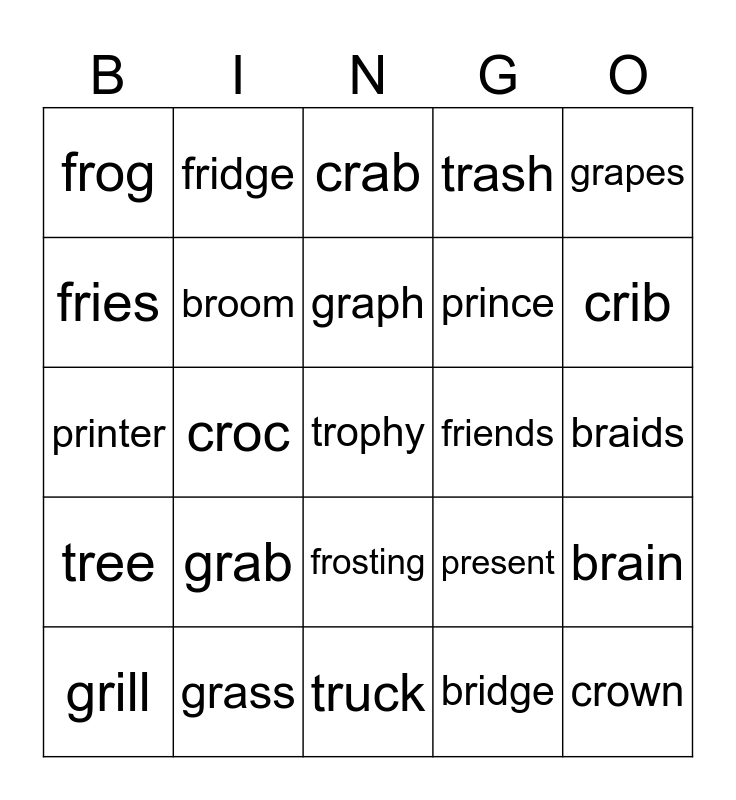 R Blend Bingo Card