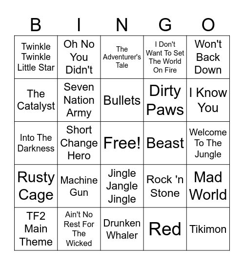 Songs o' Game Trailers ya Bits! Bingo Card
