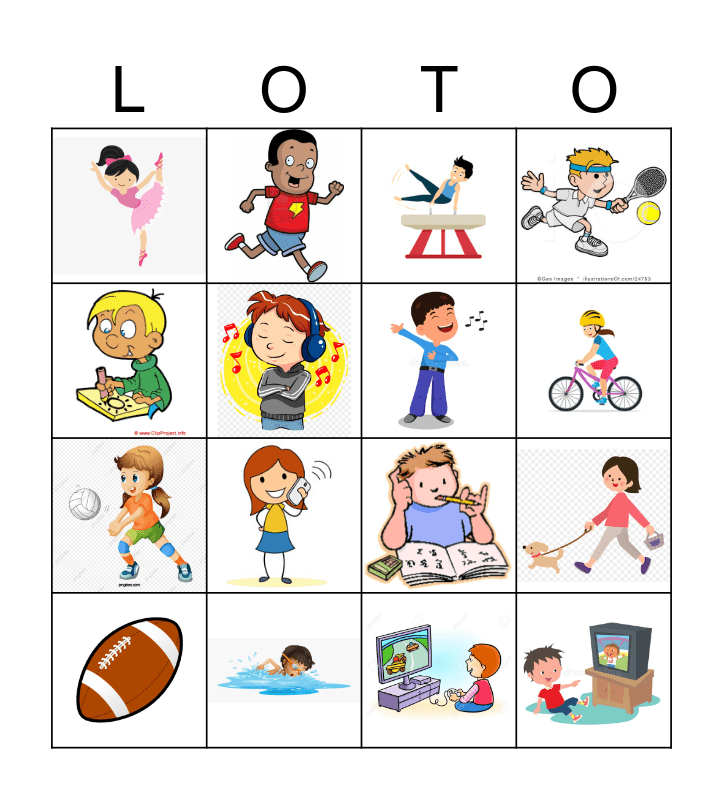 Les sports et les loisirs Bingo Card