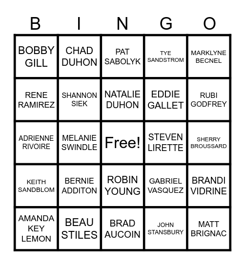AGI INDUSTRIES "GUESS WHO"PA BINGO Card