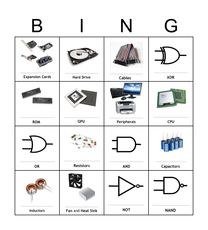 Computer Architecture and Logic Gates Bingo Card