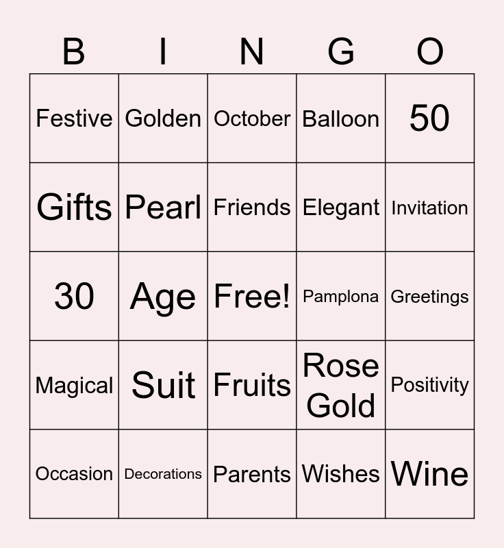 Triple Celebration Bingo Card