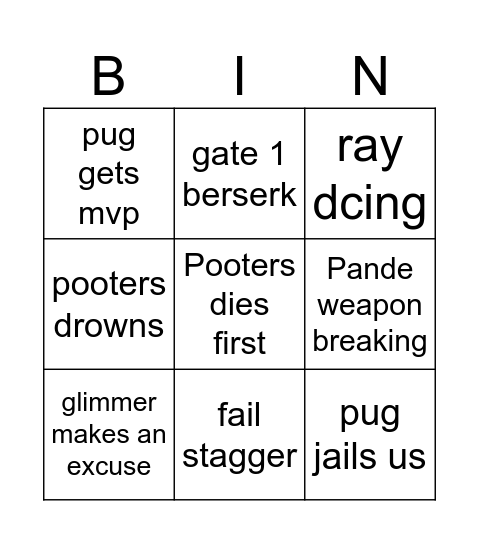 Hard Akkan bingo Card