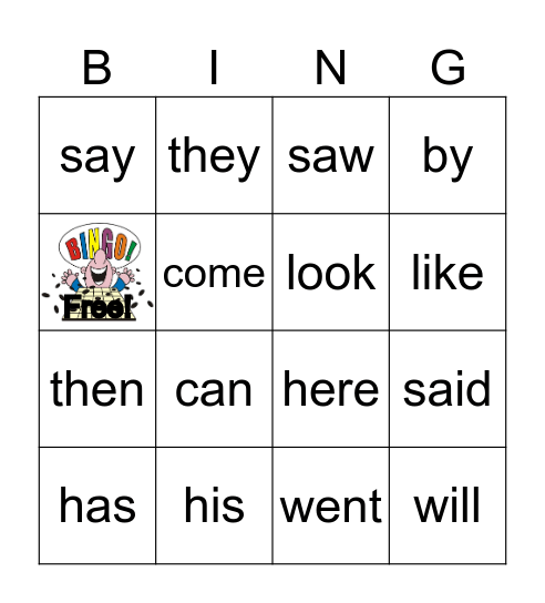 Snap Word Bingo! Bingo Card