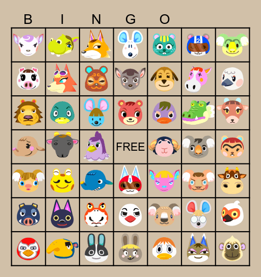 ACNH Villager Hunt Bingo Card