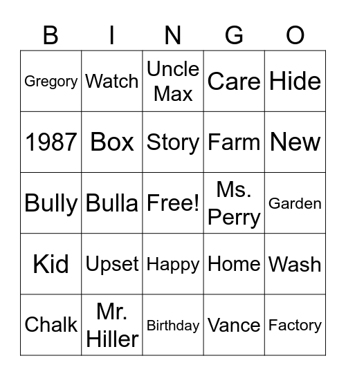 The Chalk Box Kid Bingo Card