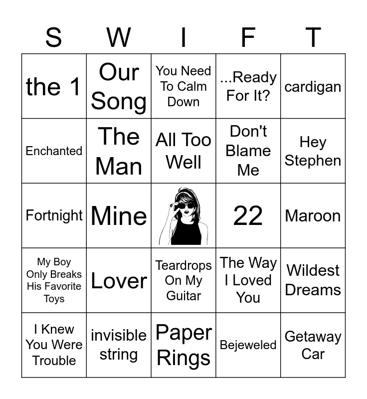 Music Bingo (Taylor's Version) Bingo Card