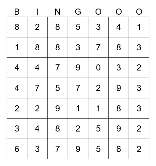 Rainbow Facts Bingo Card