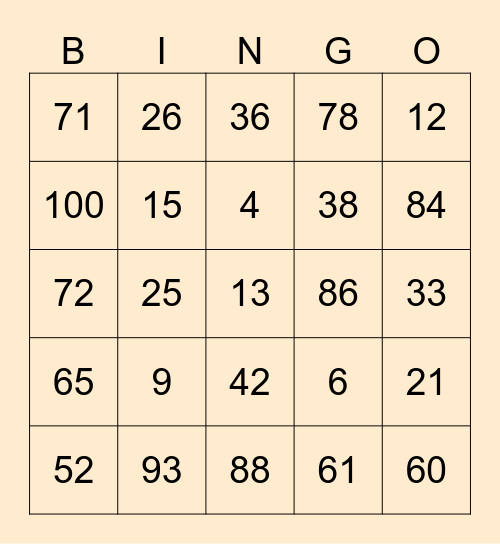 Number Recognition Bingo! Bingo Card