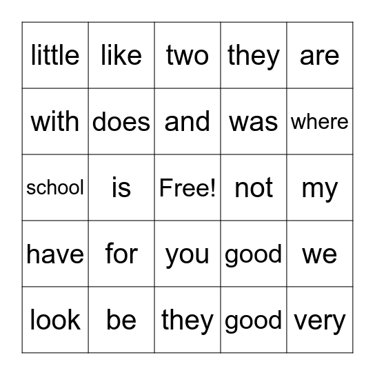 Wonders K, Unit 1 and Unit 2 weeks 1 & 2 Bingo Card