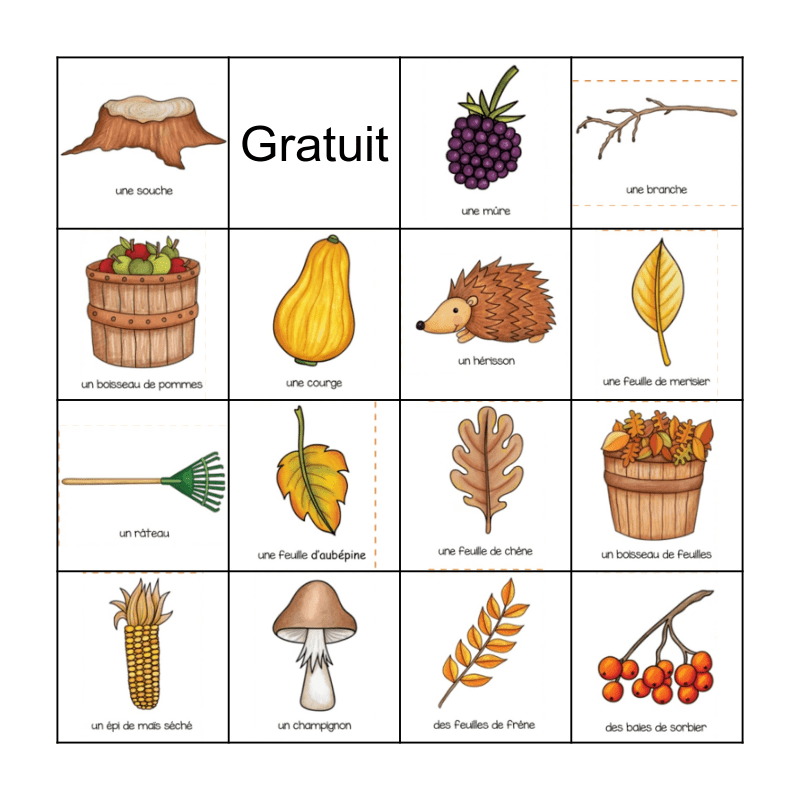 Bingo d'automne Bingo Card