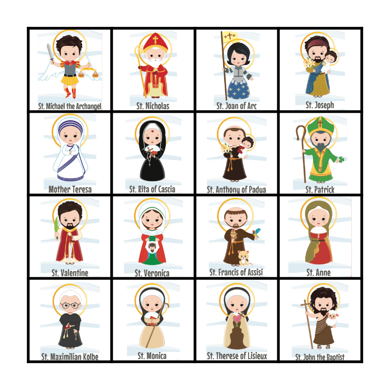 All Saints Day Bingo Card