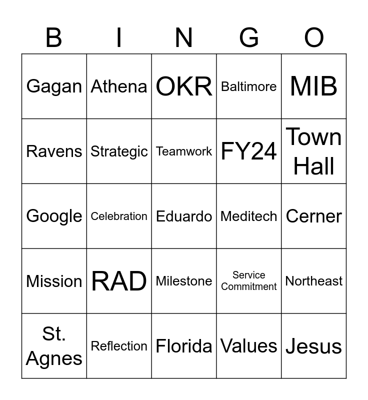 Northeast AT Town Hall Bingo Card