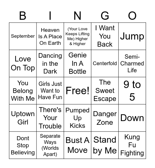 General Music 1 Bingo Card