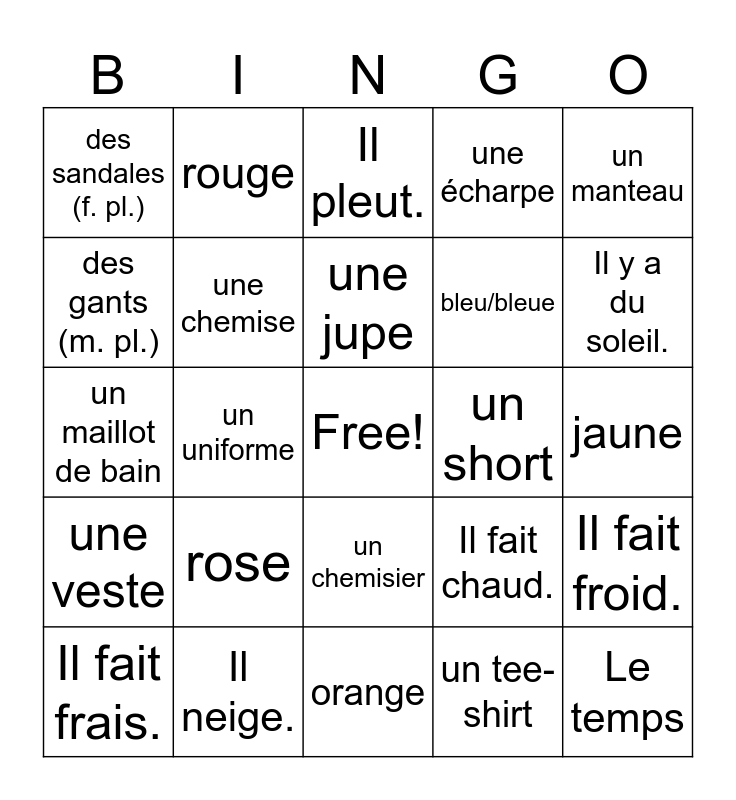 EC1 Unite 5 CDO 3 Bingo Card