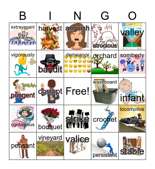 Esperanza Rising Vocabulary Bingo Card