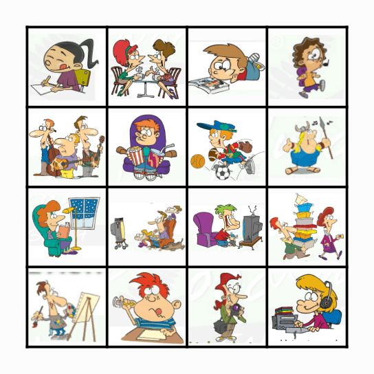 HOBBIES / FREE TIME ACTIVITIES Bingo Card