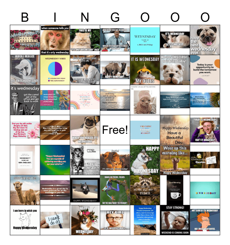 It is Wednesday ya'll!!! Bingo Card