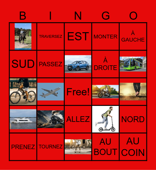 LES MOYENS DE TRANSPORT ET LOCALISATIONS Bingo Card